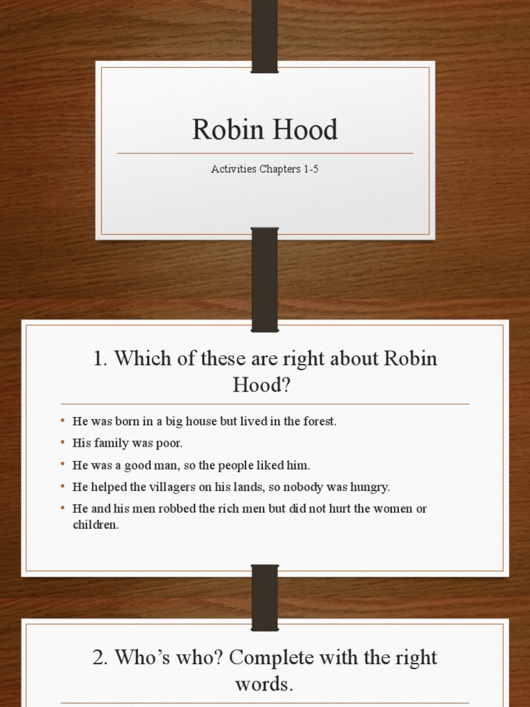 Robin Hood Chapters 1-5 Activities | PDF | Mystery, Thriller & Crime ...