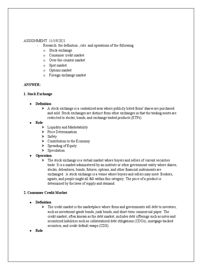 Answer: 1. Stock Exchange | Download Free PDF | Option (Finance ...