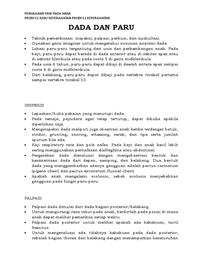 Anak Dada Dan Paru | PDF
