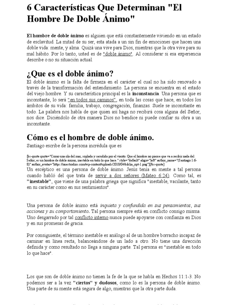 6 Caracteristicas Del Hombre de Doble Animo | PDF