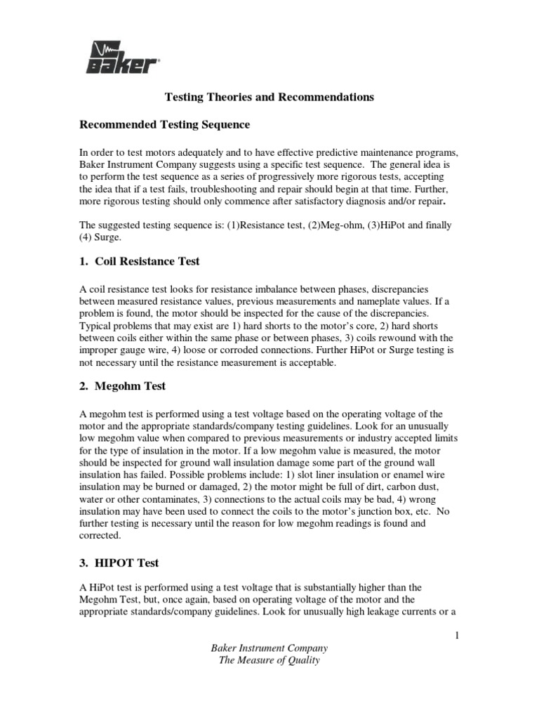 Testing Motor by Baker | PDF | Inductance | Inductor