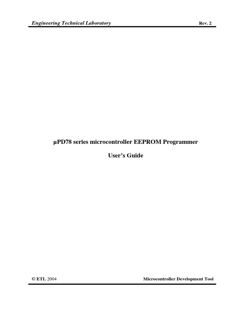 PD78 Series Microcontroller EEPROM Programmer User's Guide: Engineering ...