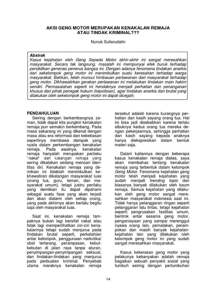 Kenakalan Remaja dan Geng Motor | PDF