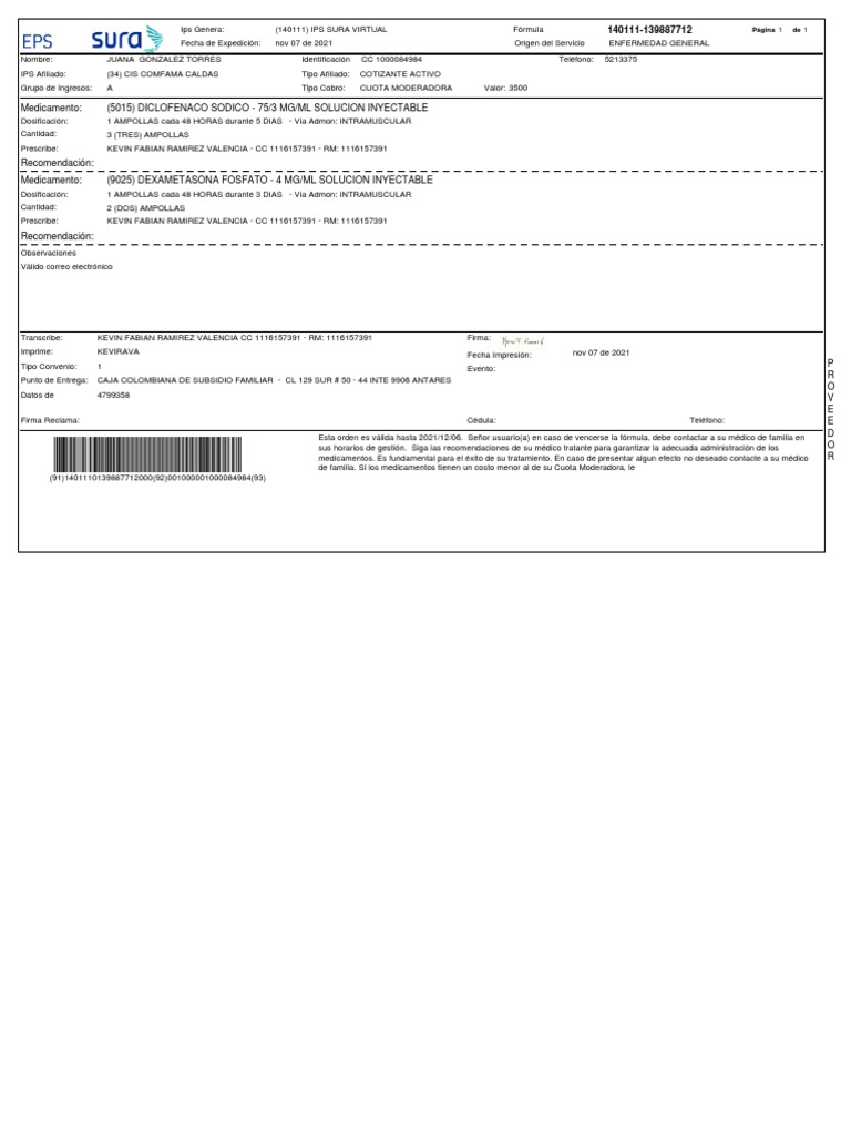 Medicamento: (5015) Diclofenaco Sodico - 75/3 MG/ML Solucion Inyectable ...