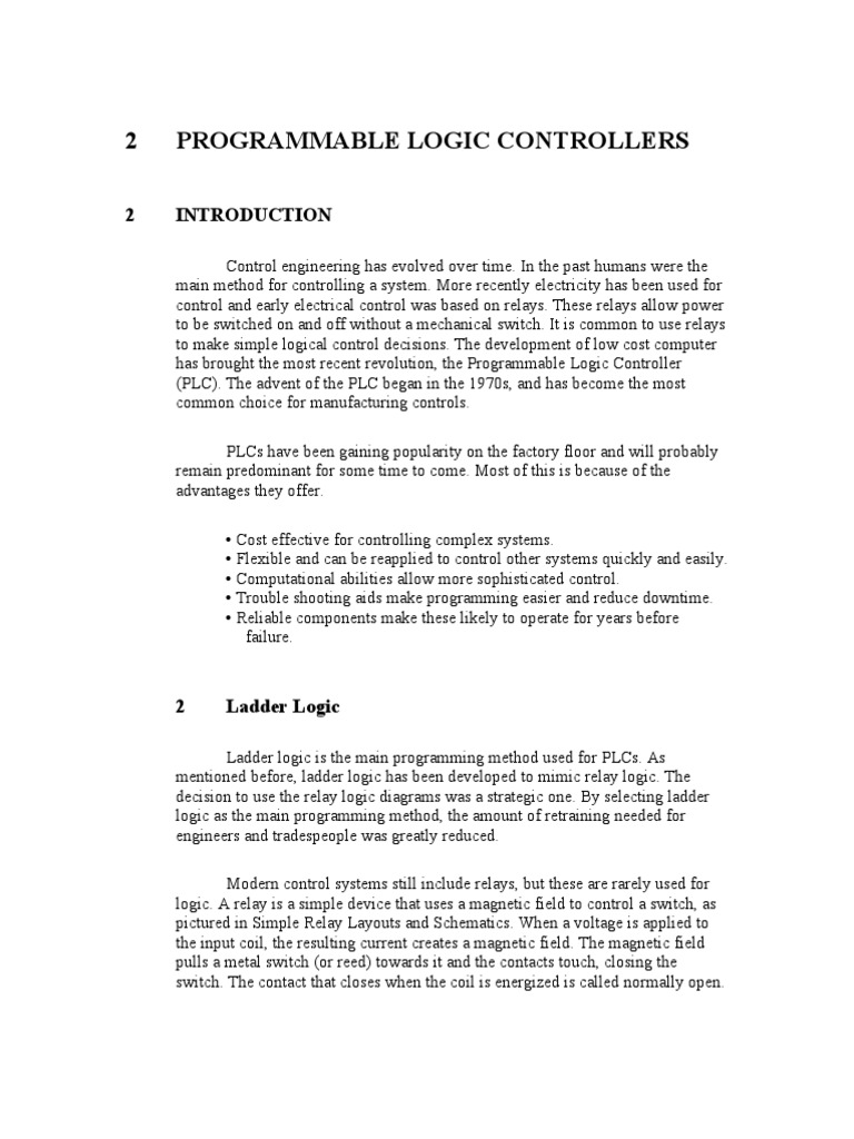 PLC Lec 1 | PDF | Programmable Logic Controller | Relay