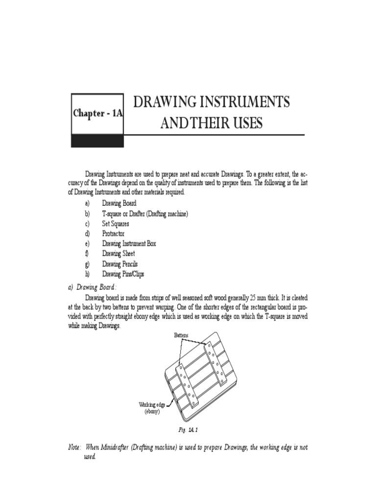 Drawing Instruments and Their Uses: Chapter - 1A | PDF | Drawing | Crafts