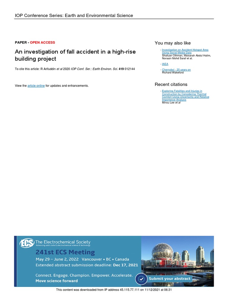 An Investigation of Fall Accident in A High-Rise Building Project | PDF ...