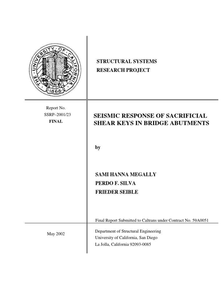 Seismic Response of Shear Keys in Bridges | PDF | Deformation ...
