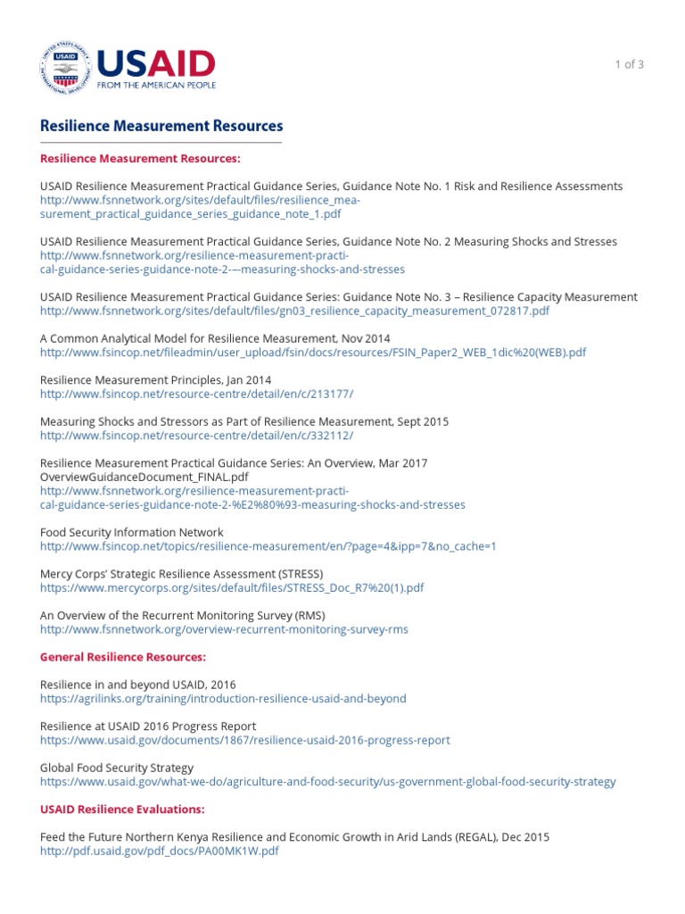 Resilience Measurement Guide | PDF | Psychological Resilience | Poverty