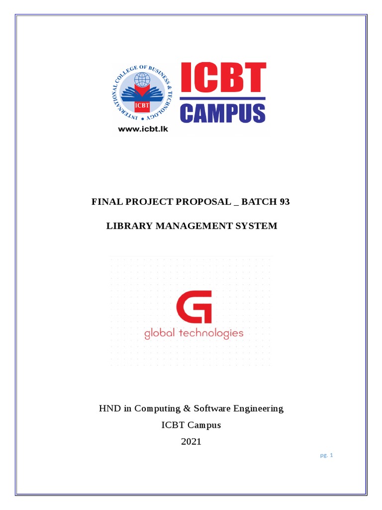 Final Project Proposal - Batch 93 Library Management System: HND in ...
