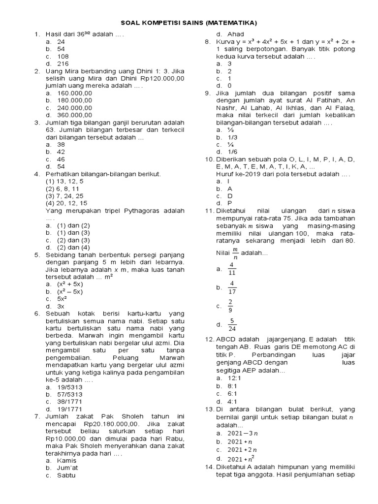 Soal Kompetisi Sains | PDF