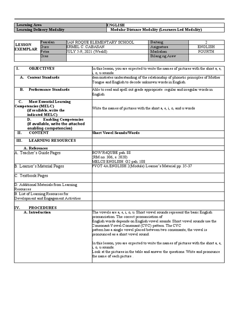 A. Teacher's Guide Pages B. Learner's Material Pages C. Textbook Pages ...