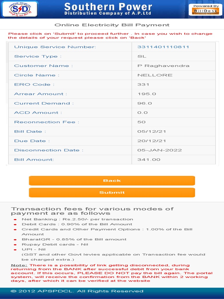 APSPDCL Online Bill Payment Guide | PDF