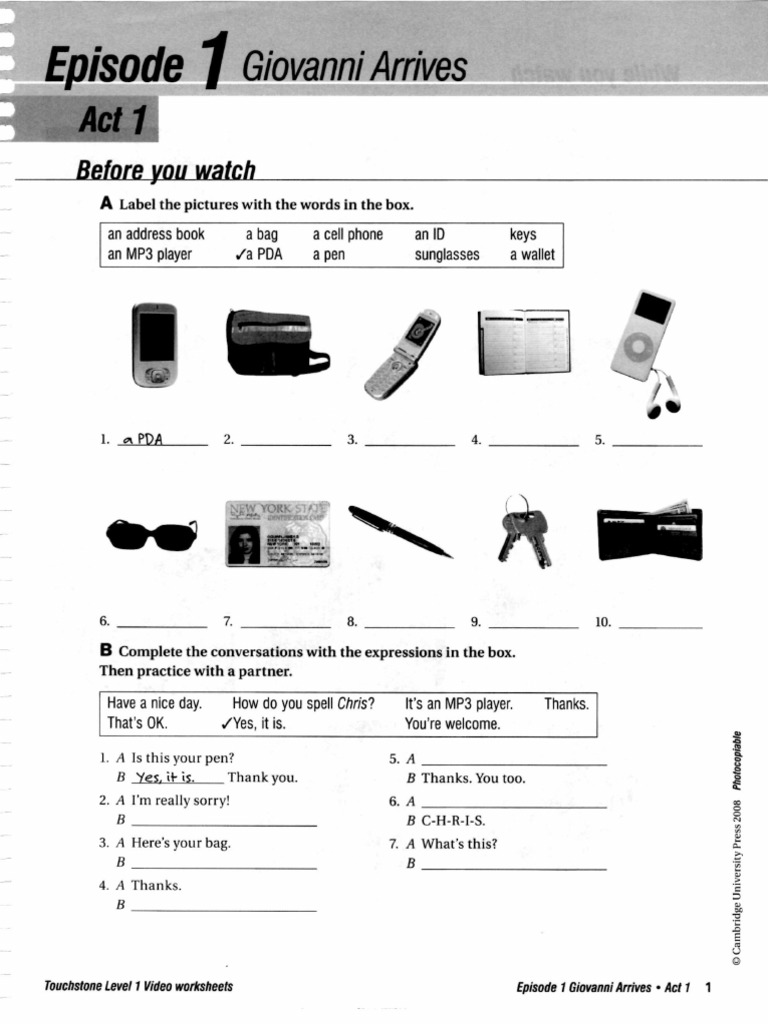 Touchstone 1 Episode1 Act1 | PDF