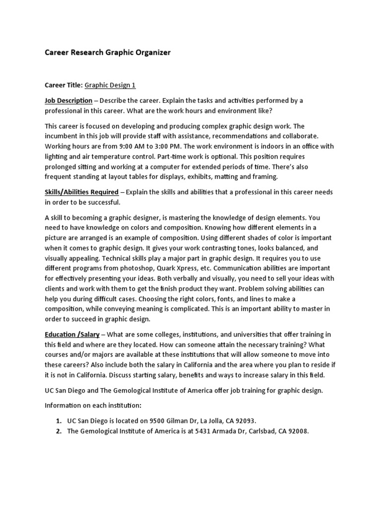 Career Research Graphic Organizer | PDF | Graphic Design | Web Design