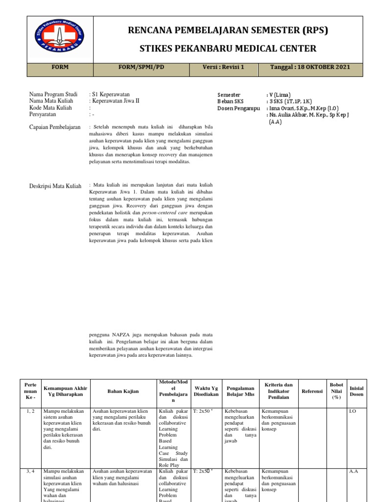 RPS Kep Jiwa II | PDF | Pengembangan Diri