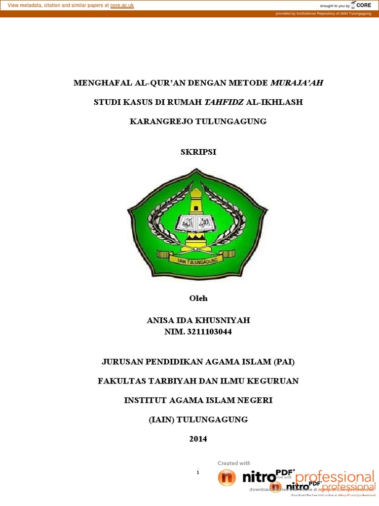 Menghafal Al-Qur'an Dengan Metode Muraja'Ah | PDF