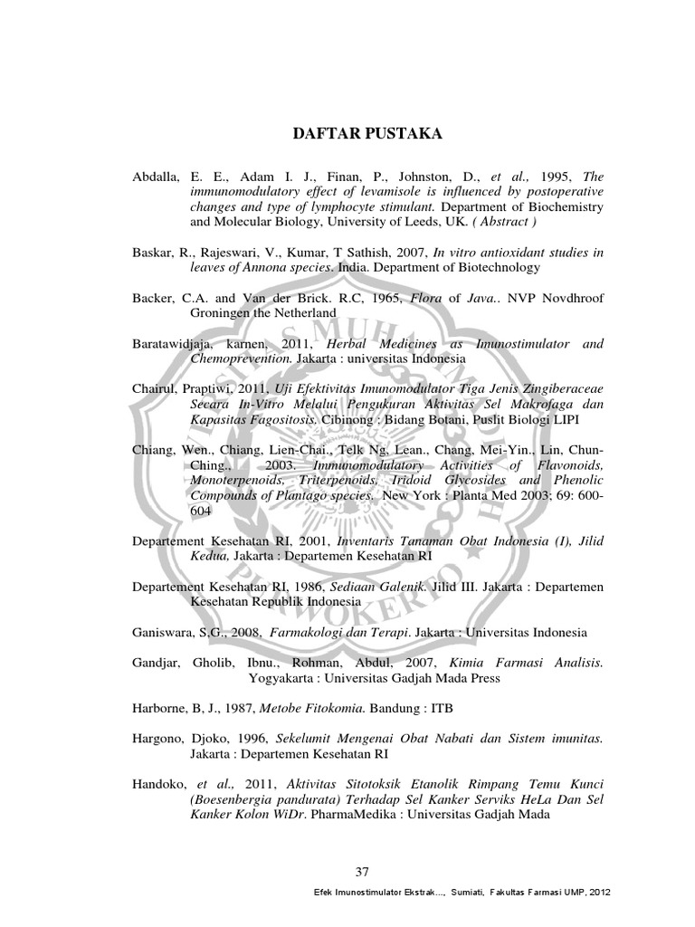 Daftar Pustaka Imunomodulator Herbal | PDF | Kesehatan Holistik | Sains ...