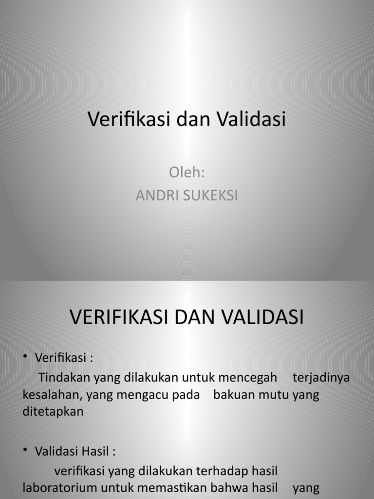 Verifikasi Dan Validasi | PDF