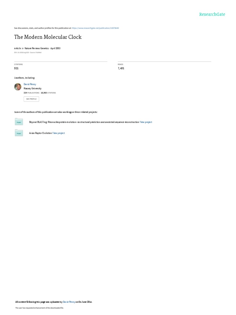 The Modern Molecular Clock | PDF | Mutation | Evolution