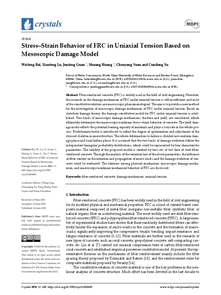 Stress-Strain Behavior of FRC in Uniaxial Tension | PDF | Fracture ...