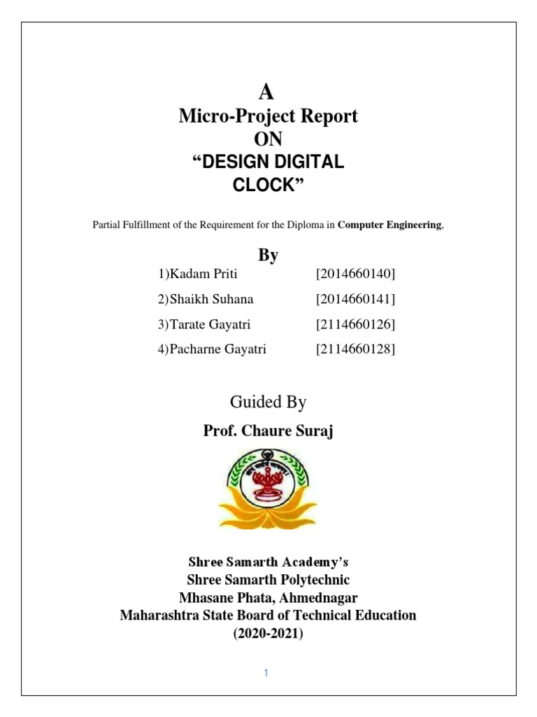 Micro-Project Report ON " ": Design Digital Clock | PDF | Computer ...