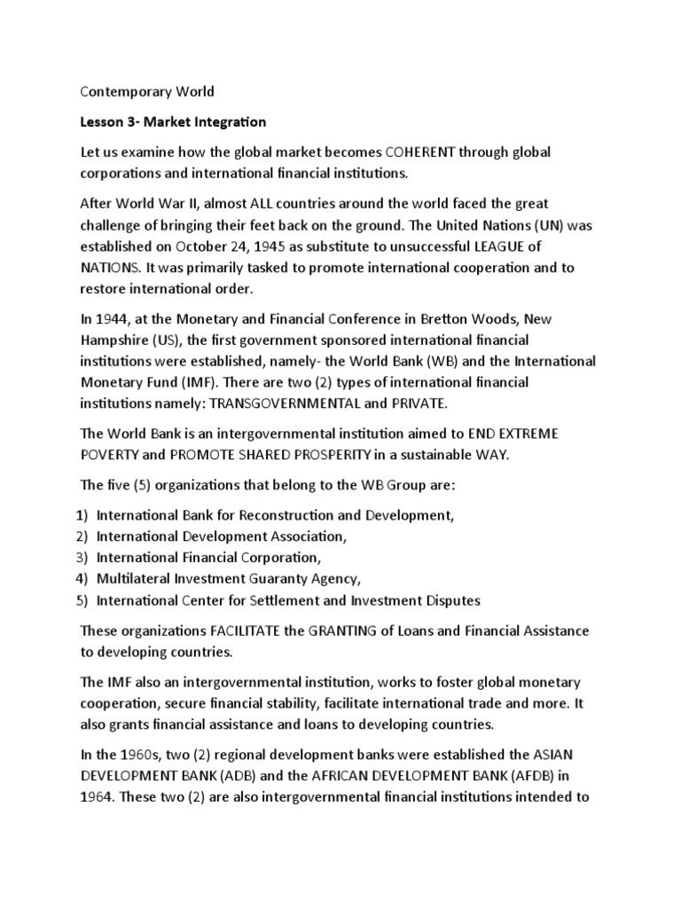 Contemporary World - Lesson 3 | PDF | Multinational Corporation | Globalization