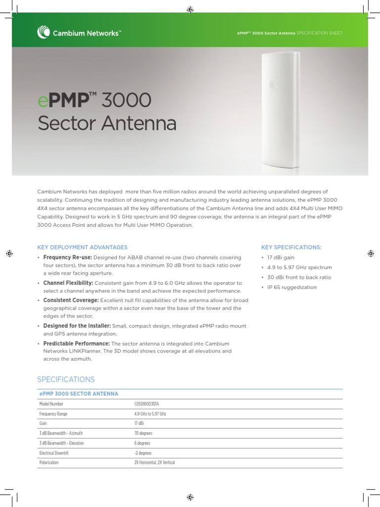 Cambium ePMP 3000 Sector Antenna | PDF | Antenna (Radio) | Decibel