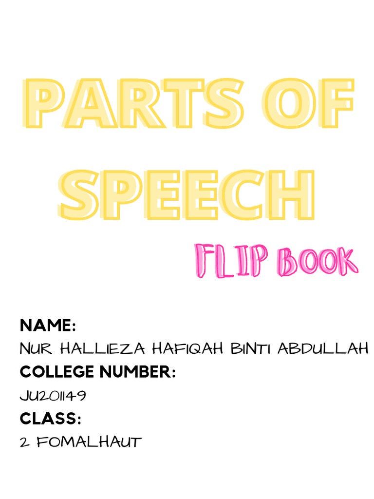 Parts of Speech Flip Book | Download Free PDF | Pronoun | Verb