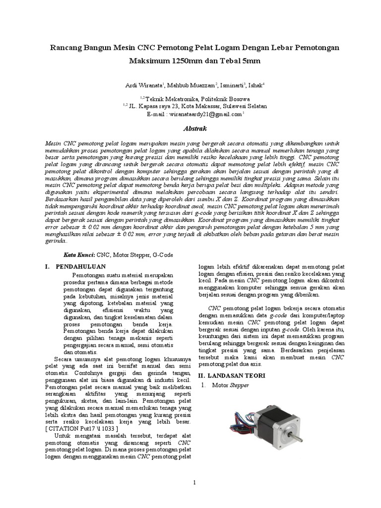 CNC Pemotong Logam 26-08-2020 Rev XXX | PDF