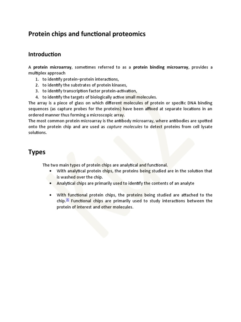 Protein Chips in Functional Proteomics | PDF | Proteins | Bioinformatics