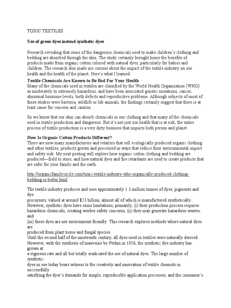 Toxic Textiles | PDF | Dye | Waste