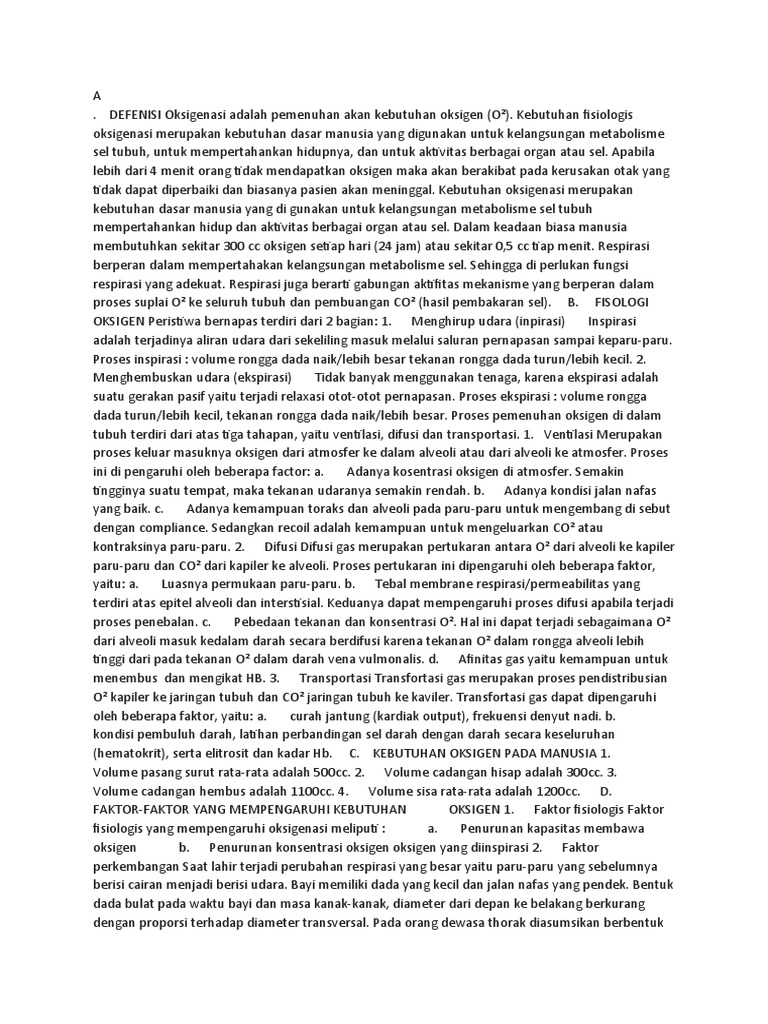Pemahaman Oksigenasi dan Fisiologi Pernapasan | PDF | Kajian Bahasa ...