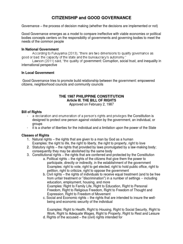 Citizenship and Good Governance | PDF | Volunteering | Rights