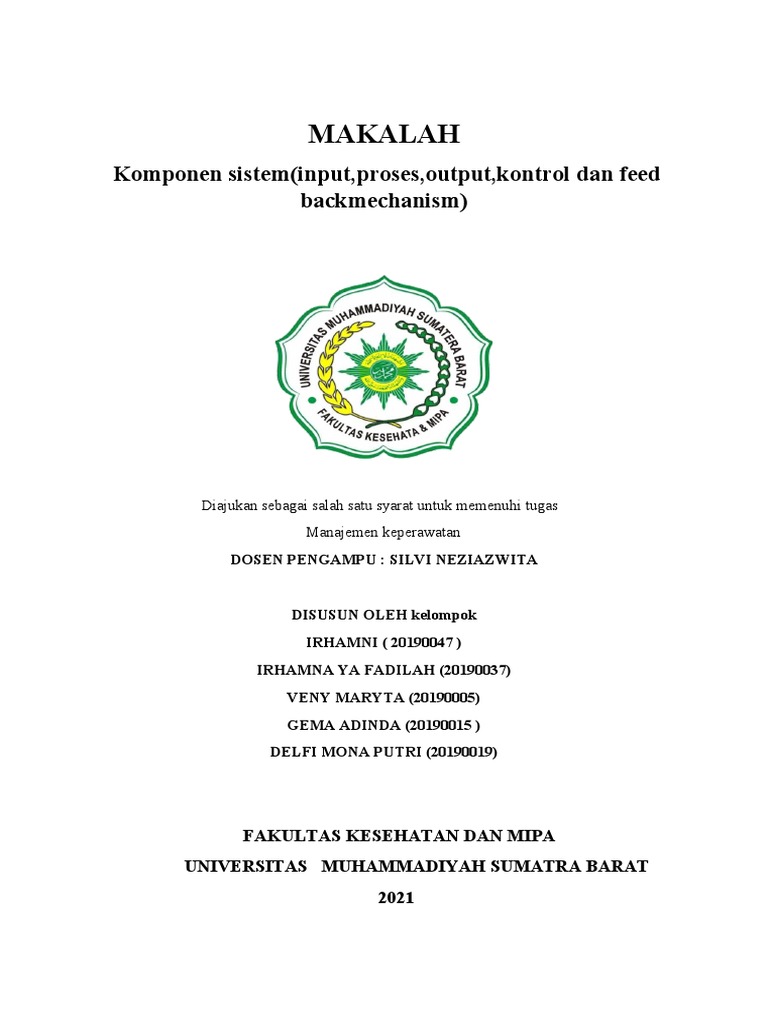Makalah Komponen Sistem (Input, Proses, Output, Kontrol, Dan Feed Back | PDF