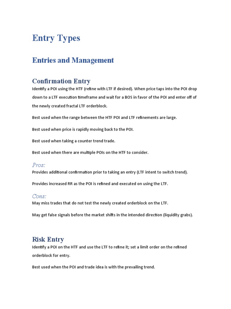 Types of Trading Entries Explained | PDF | Finance & Money Management