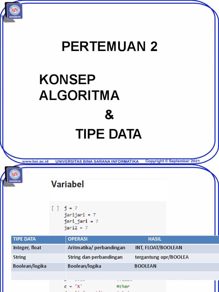 Pertemuan 2 Konsep Algoritma & Tipe Data | PDF