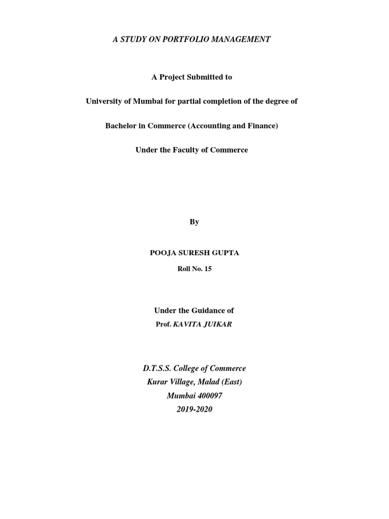 Roll No. 15 TYBAF Project File | PDF | Investing | Diversification ...