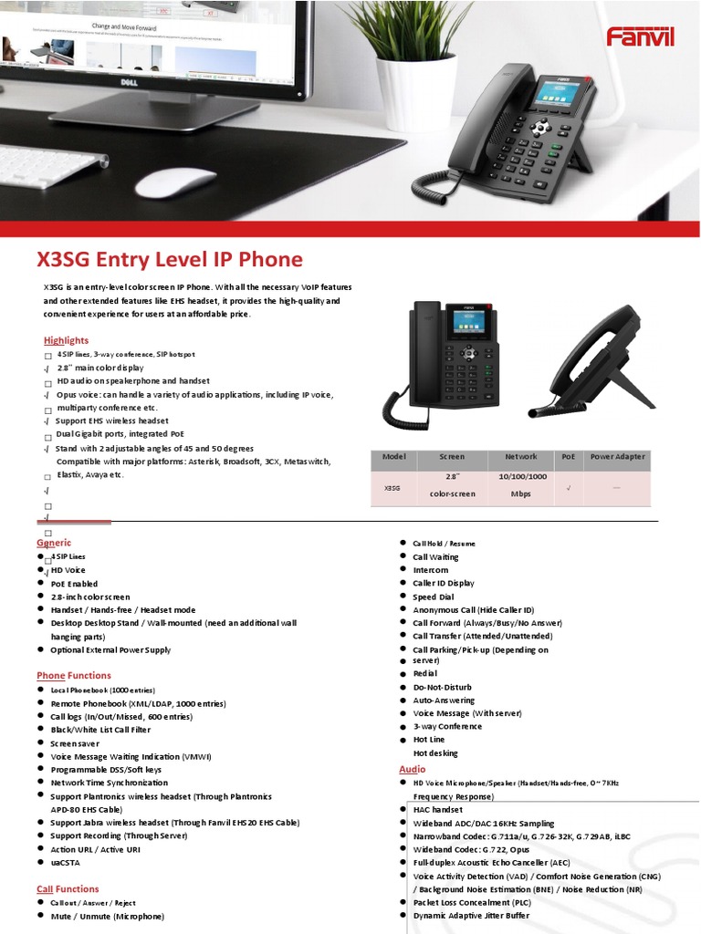 Fanvil x3sg Datasheet | PDF | Session Initiation Protocol ...
