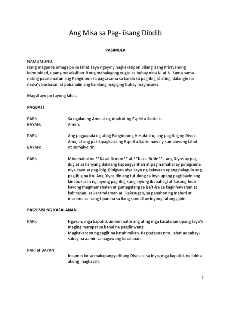 Edited Ang Misa Sa Kasal | PDF