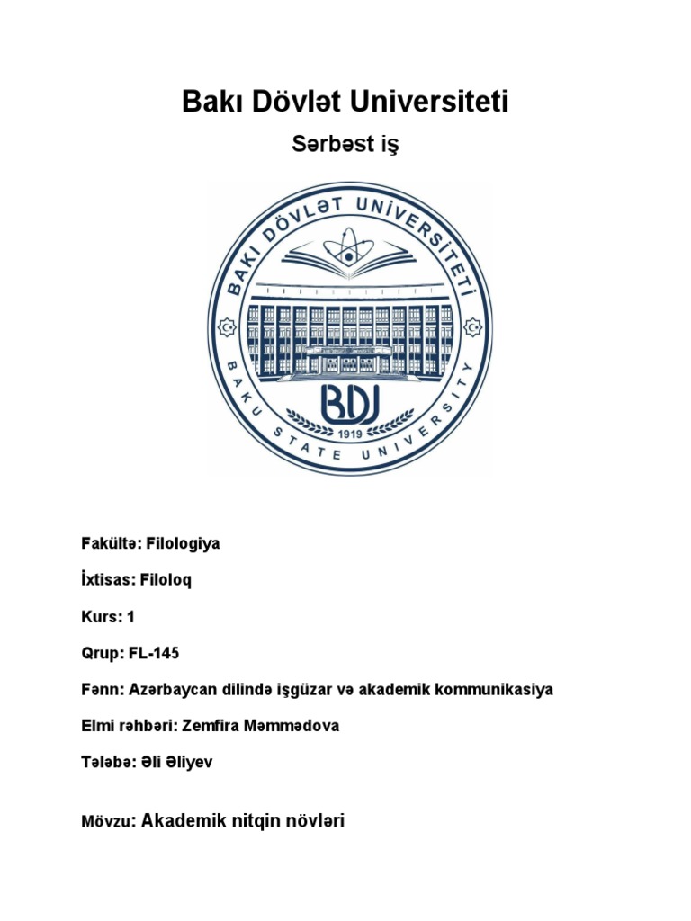 Akademik Nitqin Novleri | PDF