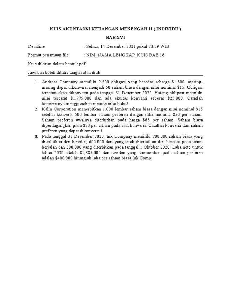 Kuis Akm Ii Bab 16 | PDF