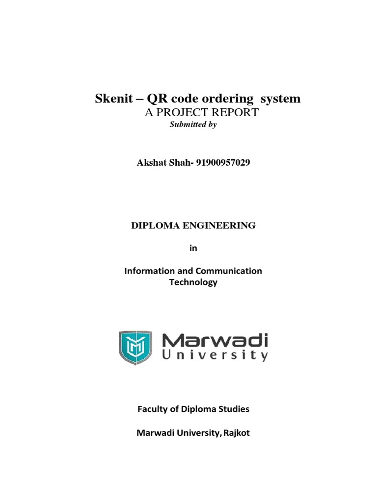 Skenit - QR Code Ordering System: A Project Report | Download Free PDF | Qr Code | Software