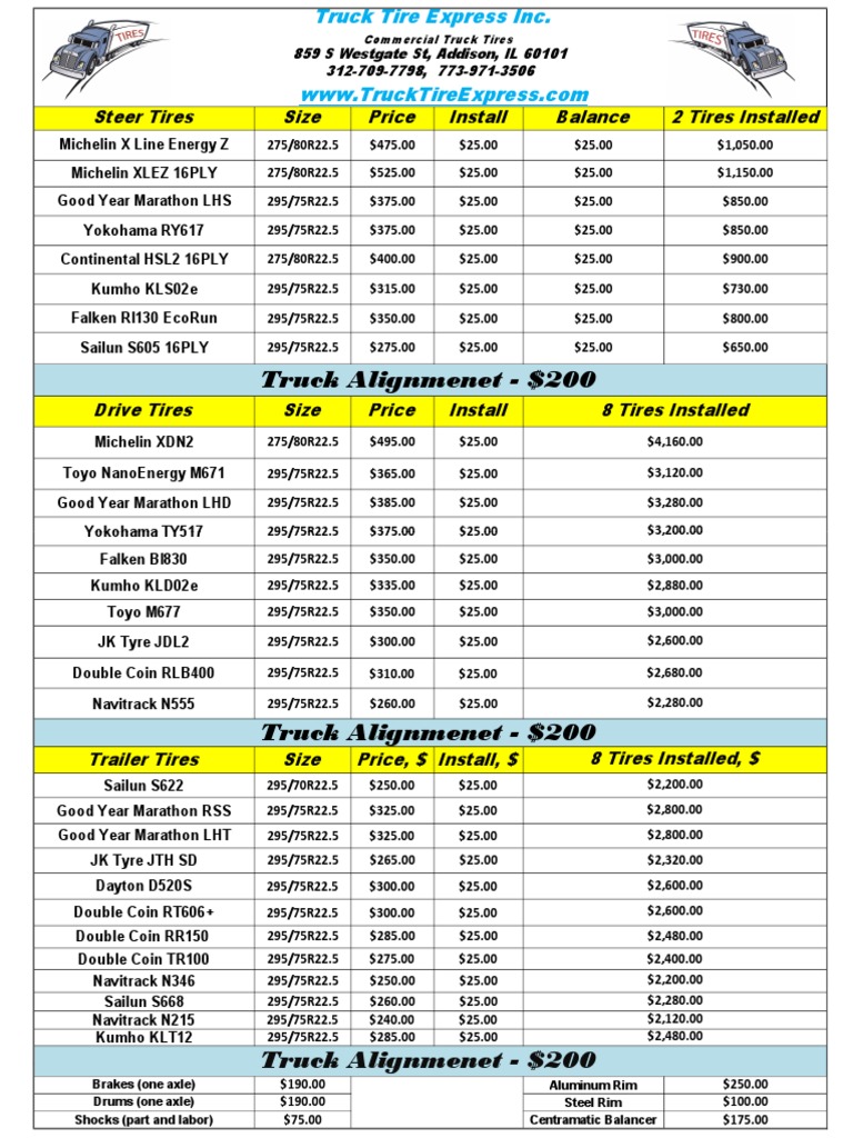 Truck Tire Price List | PDF | Motor Vehicle | Land Transport