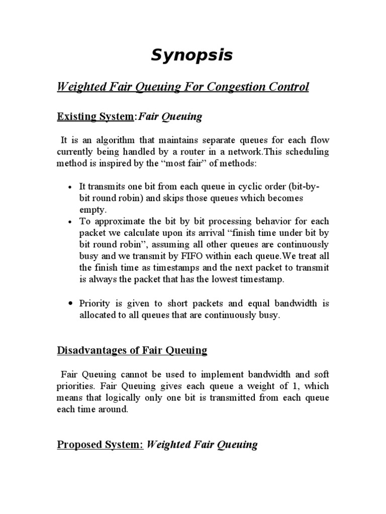 Weighted Fair Queuing for Network Control | PDF | Algorithms And Data ...