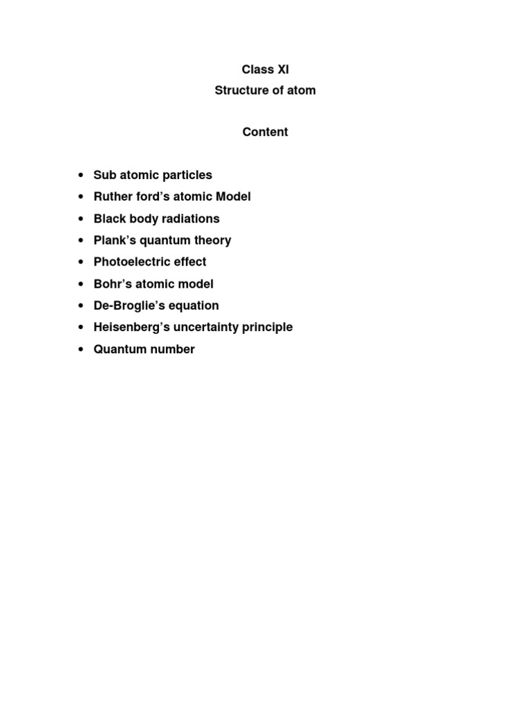 Class 11 CH 2 Structure of Atom | PDF | Atomic Orbital | Electron
