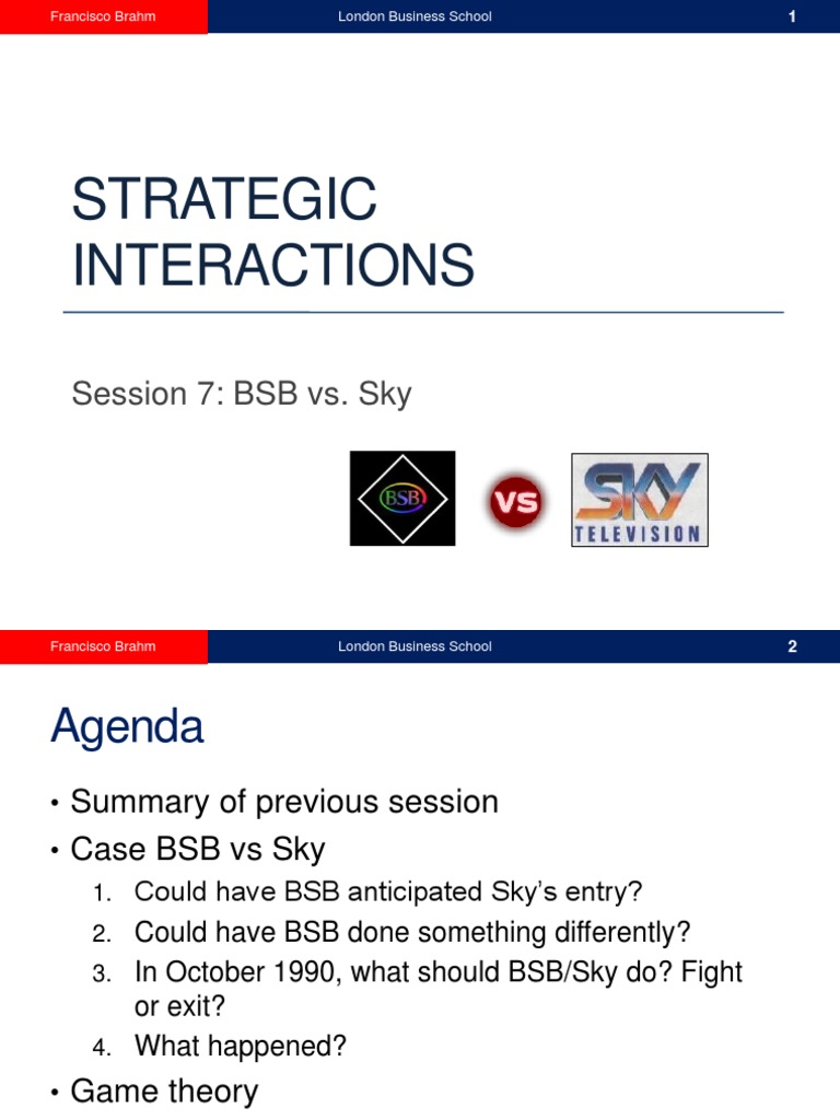 Strategic Game: BSB vs. Sky | PDF | Game Theory | Net Present Value