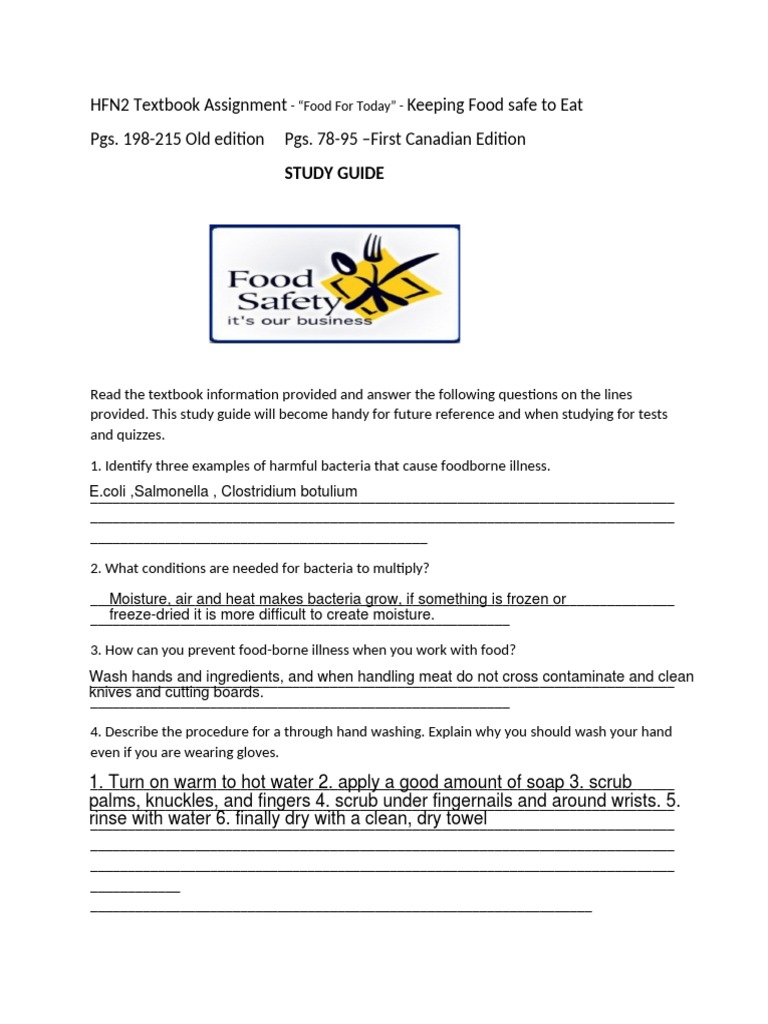 Food Safety Guidelines Study Guide | PDF | Refrigerator | Foodborne Illness