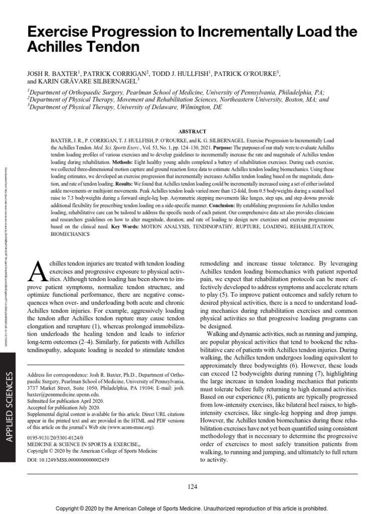 Baxter Et - Al, 2020 - Exercise Progression To Incrementally Load The ...