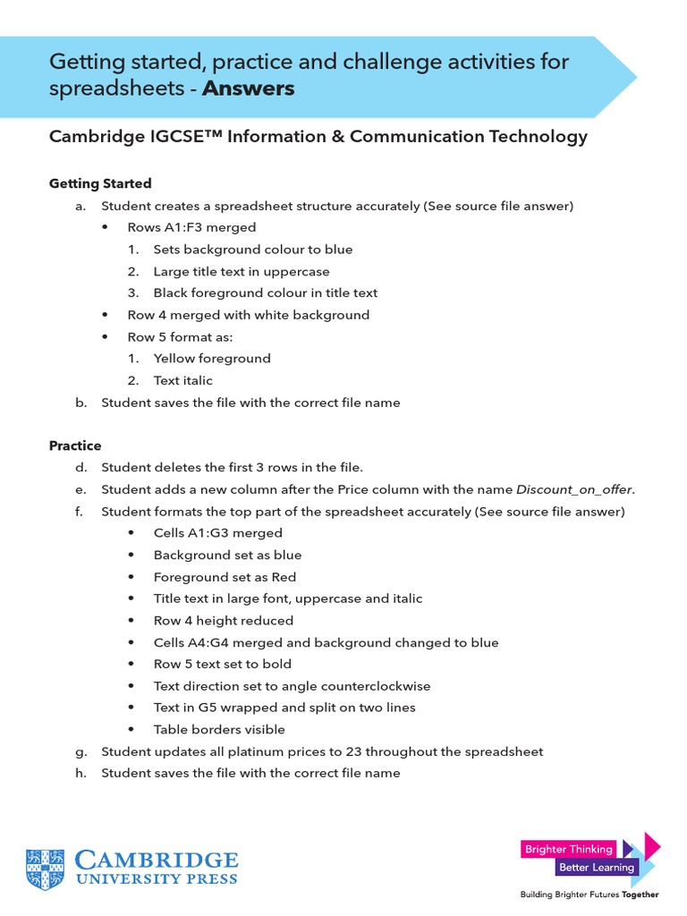Differentiation Activities For Igcse Ict Worksheet With Answers Pdf Spreadsheet Printing
